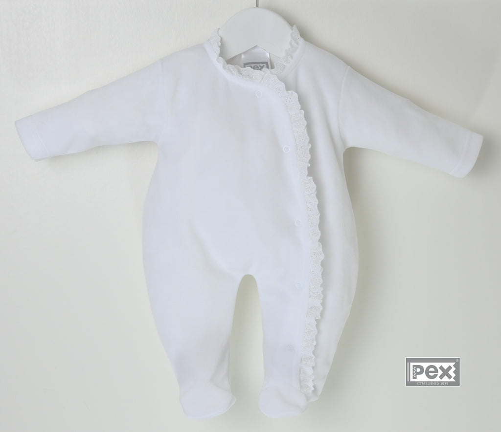 Lace Edged Sleepsuit White – PexWholesale