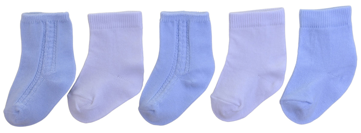 Baby Socks White/Blue (6 x 5 Pair Packs) – PexWholesale